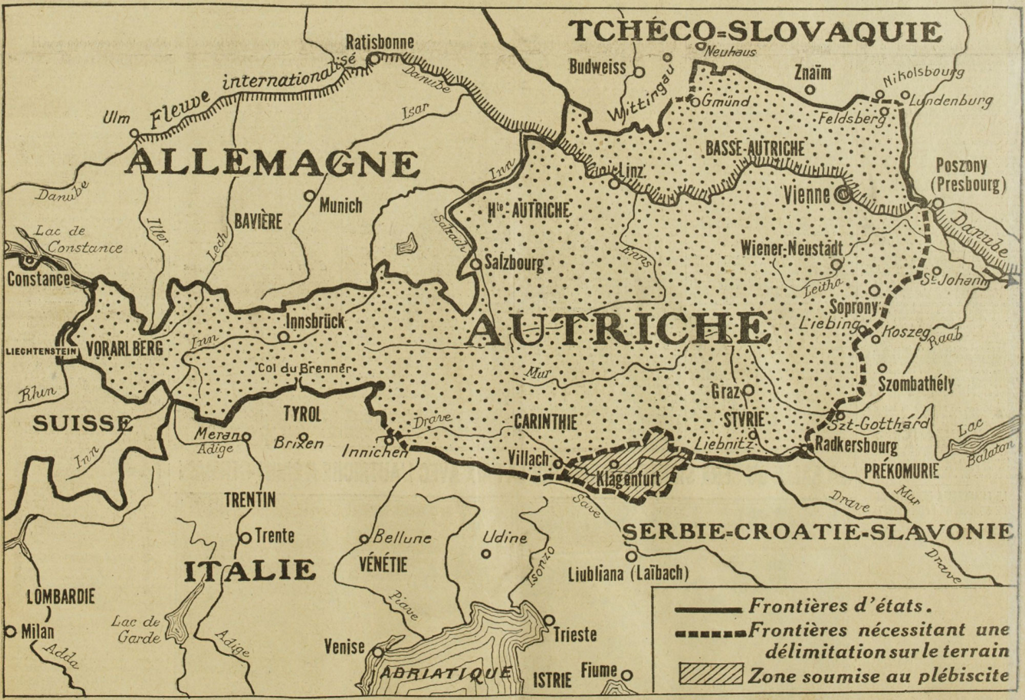 Map: Austria after the Treaty of Saint-Germain (1919)